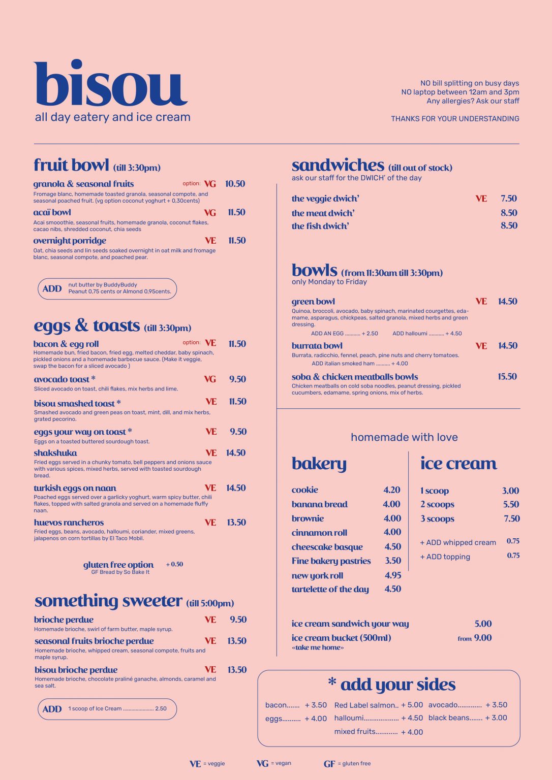 menu – Bisou