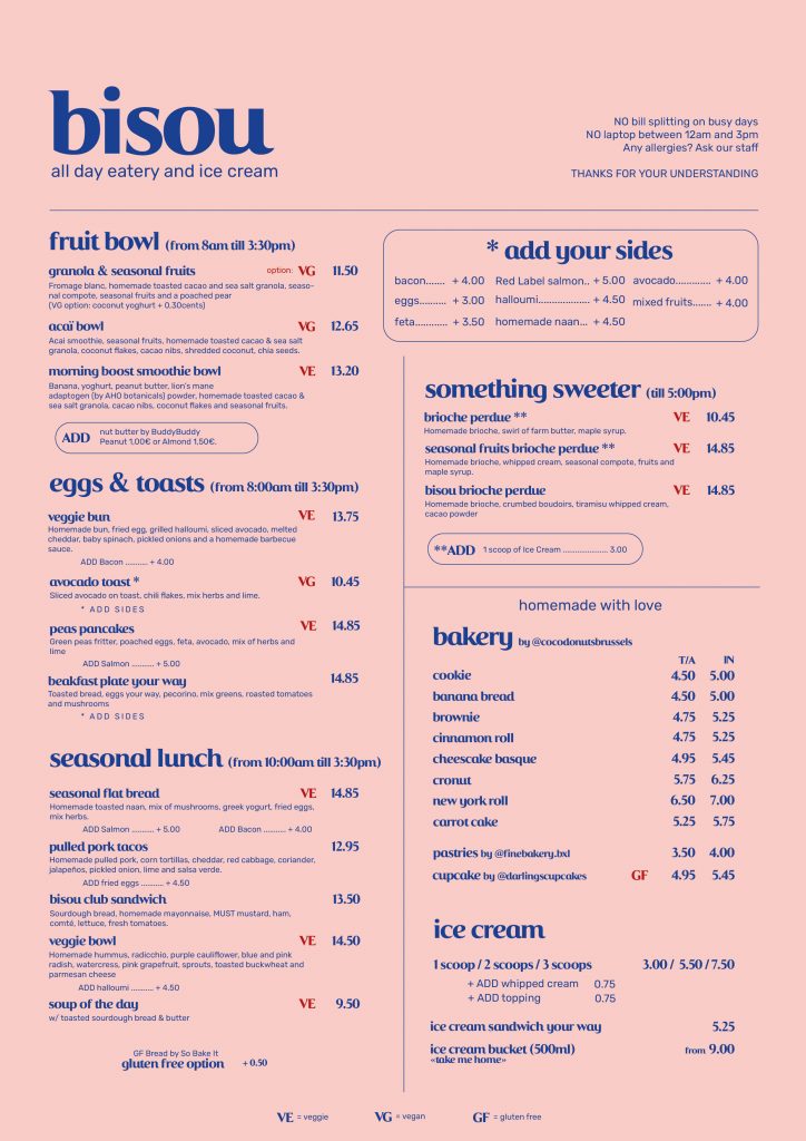 menu – Bisou